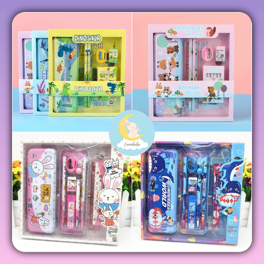 Jual Kotak Pensil Anak Set 7In1 Stationery Untuk Hadiah Anak Sekolah ...