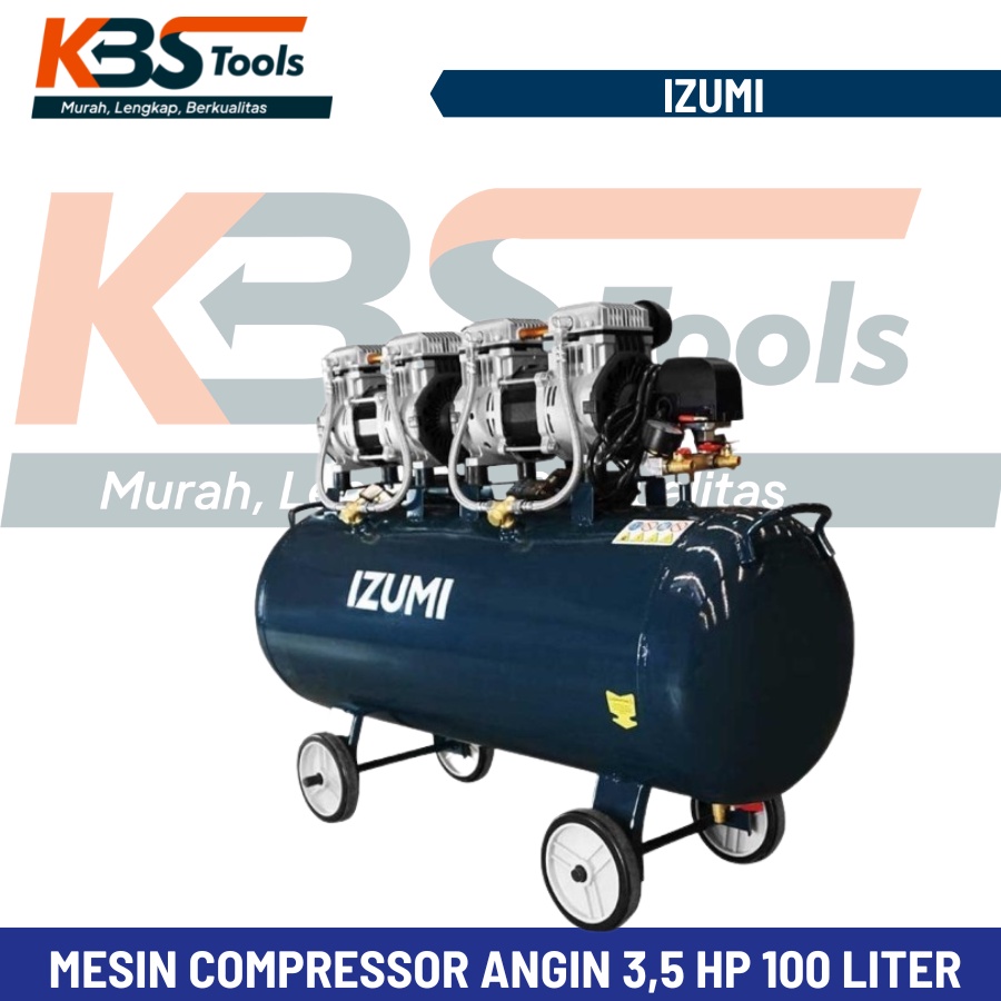 Jual Mesin Compressor Angin 3,5 HP 100 Liter OILLESS IZUMI - Kompresor ...
