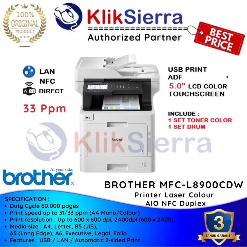 Jual BROTHER MFC-L8900CDW Printer Laser Colour AIO L8900 Color NFC ...