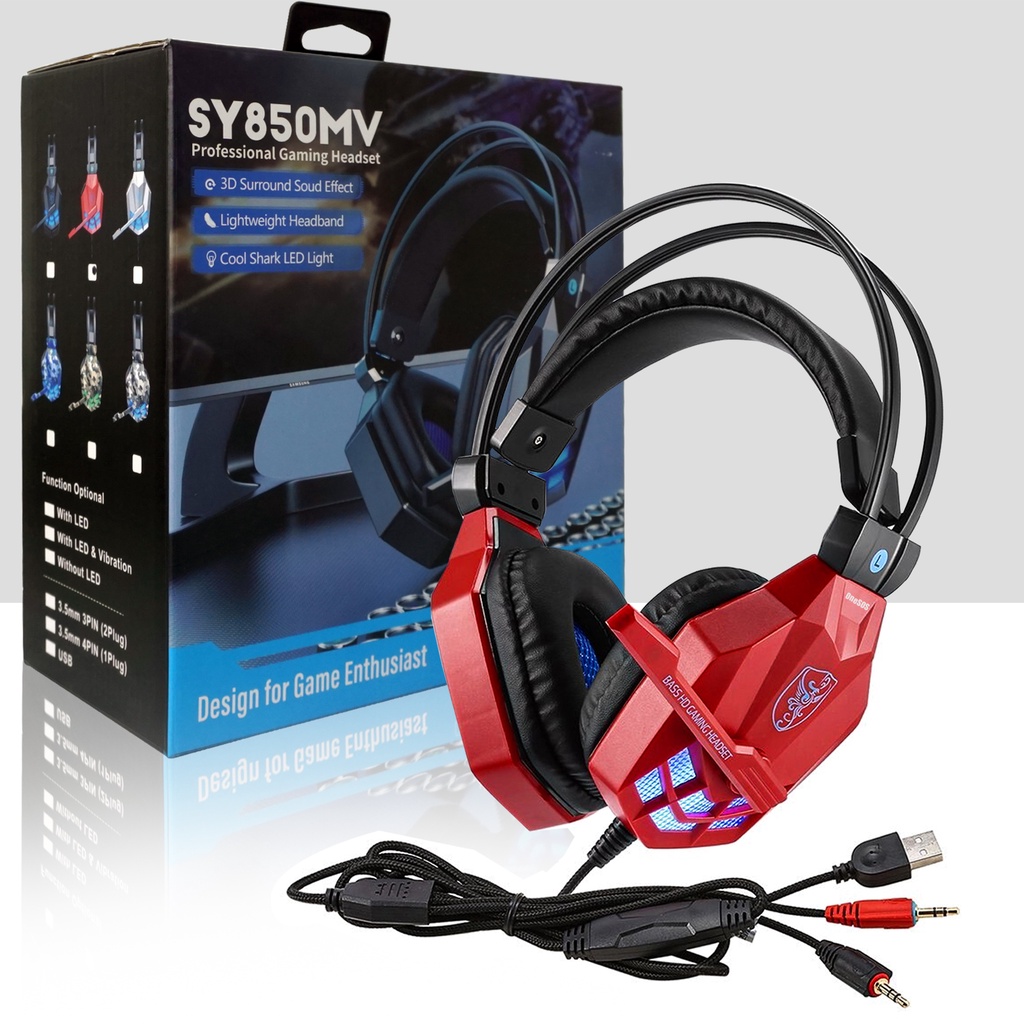 Jual Headset Headphone Gaming MURAH Kabel Plus Mic Dan Audio Splitter ...