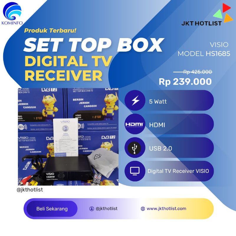 Jual SET TOP BOX STB DVB T2 DIGITAL VISIO HS1685 ORIGINAL TV DIGITAL ...