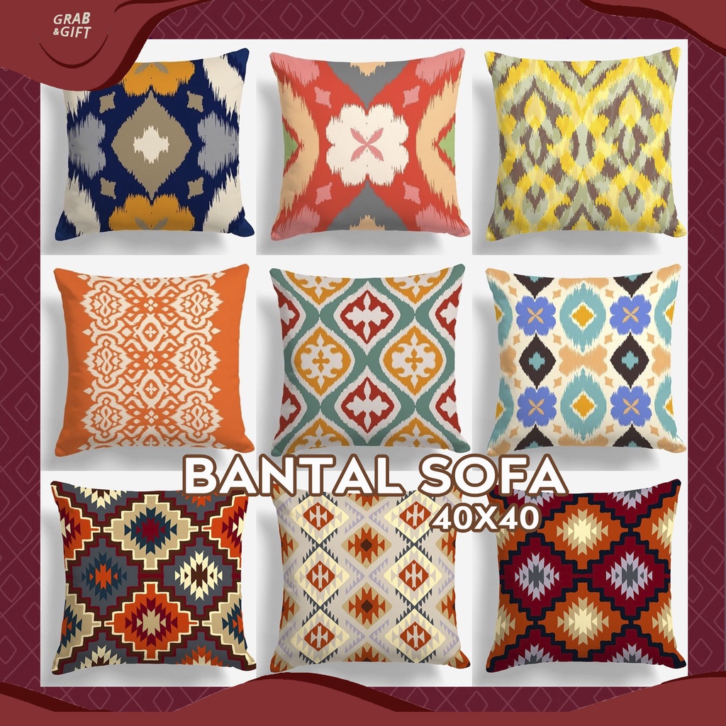 Jual Bantal Sofa Print Motif Batik Tenun 40x40 cm Turkish Abstrak ...