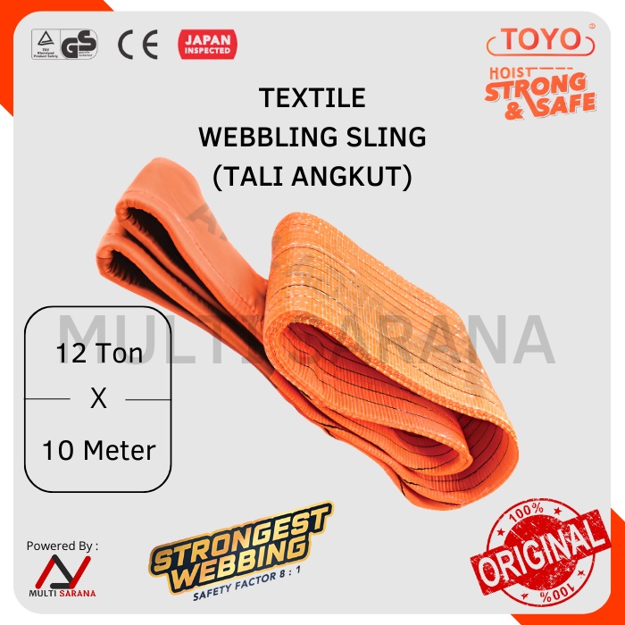 Jual Webbing Sling Belt/Tali Angkut Toyo 12 Ton X 10 Meter Double Ply ...