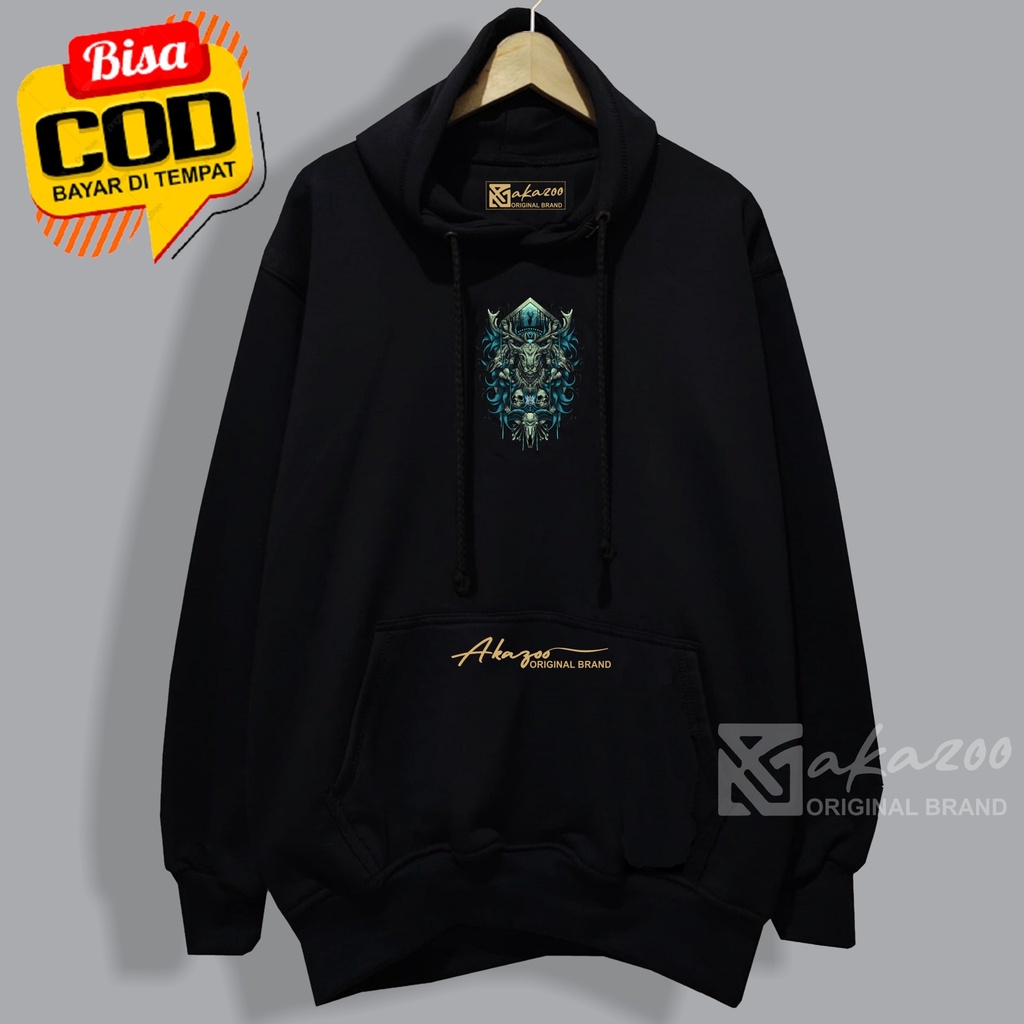 Jual hoodie pria distro sablon simpel akazoo warna hitam RAJA DOMBA ...