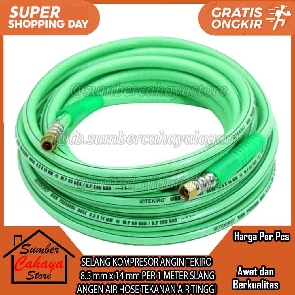 Jual SELANG KOMPRESOR ANGIN TEKIRO 8.5 mm x 14 mm PER 1 METER SLANG ...