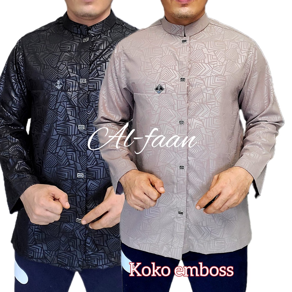 Jual Koko Pria Lengan Panjang motif emboss alfaan baju muslim pria ...