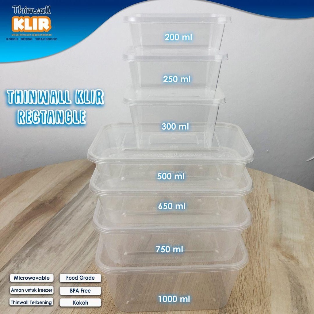 Jual Thinwall Persegi Panjang 200 Ml 250 Ml 300 Ml 25 Pcs