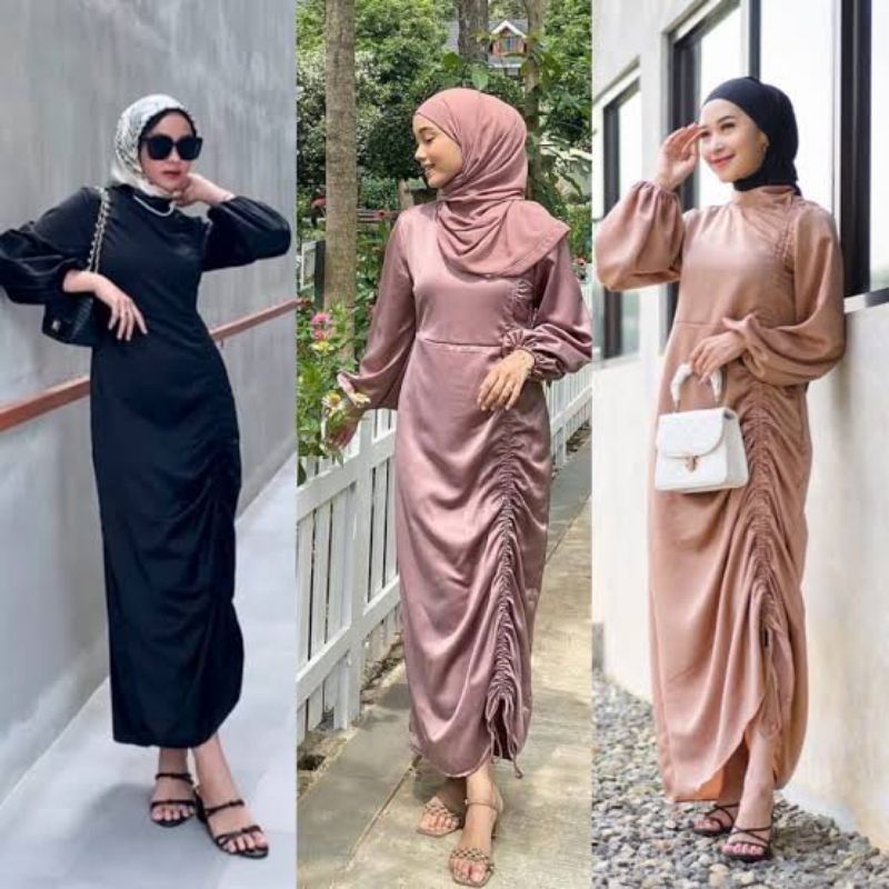 Jual kaylin dress serut modern/ maxi dress/dress kekinian | Shopee ...