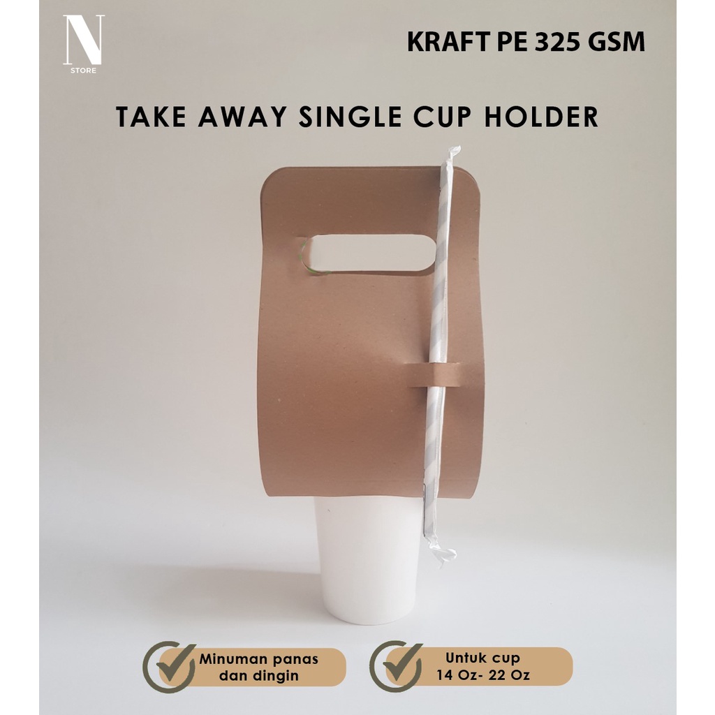 Jual Single cup holder Kraft / Take away single cup holder / drink ...