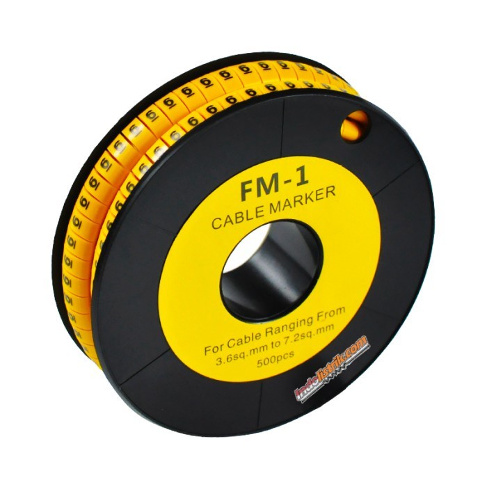 Jual Kabel Marker Angka 6 Label Marker Cable FM 1 Kuning Nintoku KUAT ...