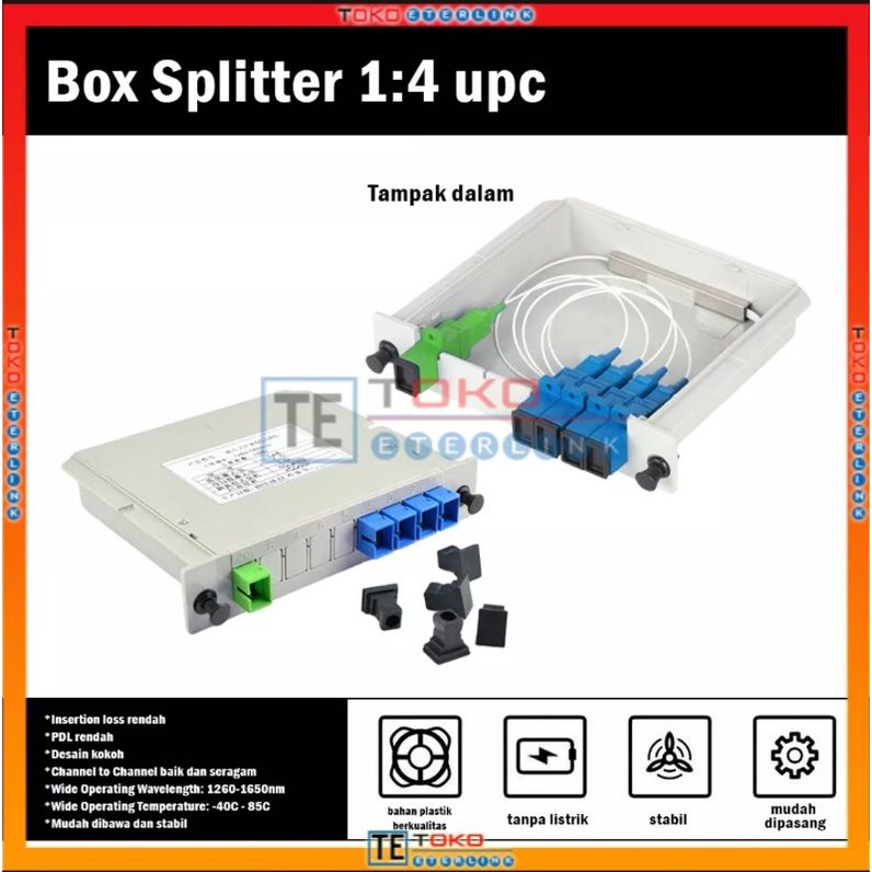 Jual Passive Splitter PLC BOX FO 1:4 Fiber Optic FTTH SC UPC | Shopee ...