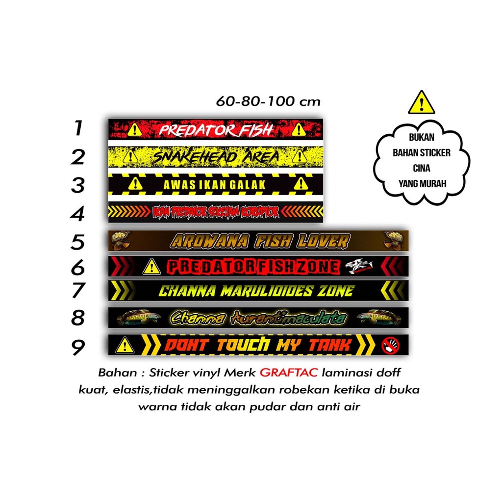 Jual Sticker aquarium Channa Stiker ikan Channa ukuran 40 60 80 100 cm ...