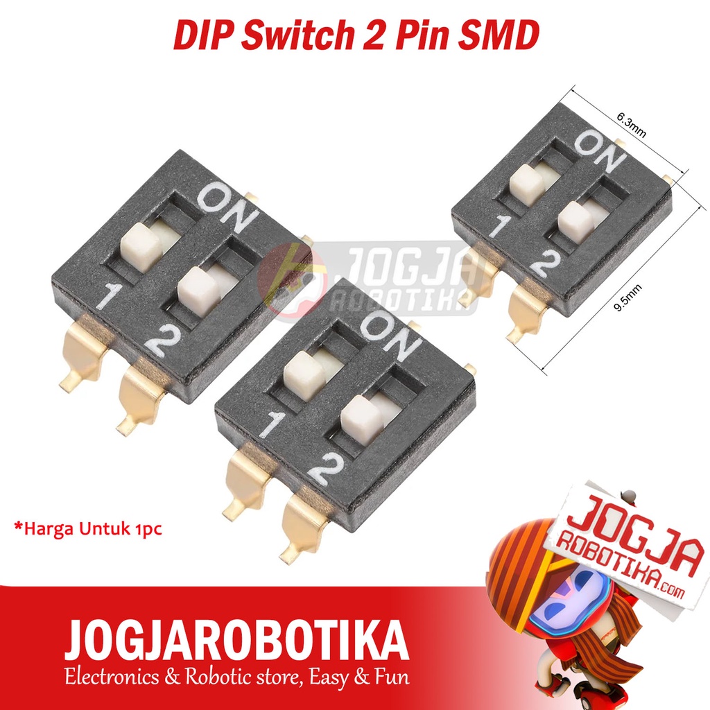 Jual SLIDE DIP Switch 2 Pin 2pin 4pin 4p 4 kaki 2.54mm SMD | Shopee ...