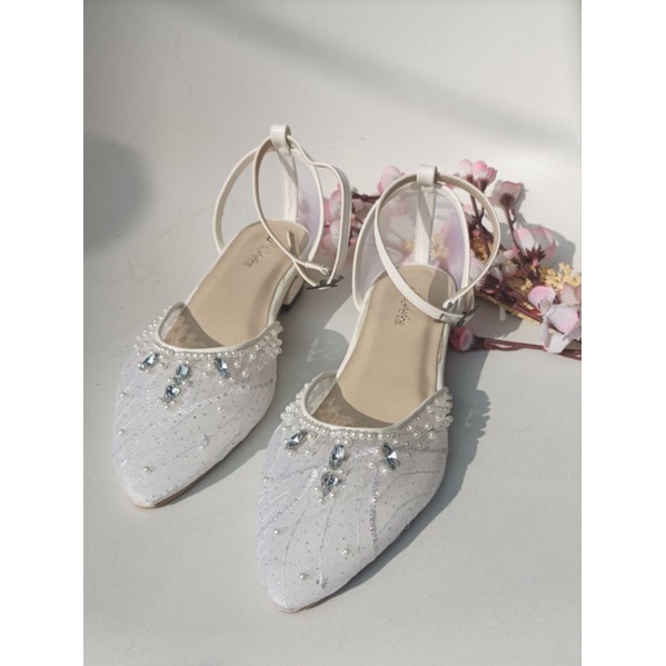Jual Syhafira - Septu wedding Putih Wanita heels 3cm Model Payet ...