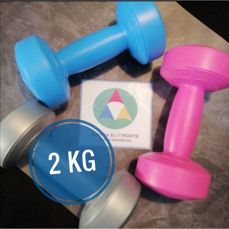 Jual Dumbel Barbel Plastik Dumble Dambel Abu 2 Kg Alat Olahraga Latih ...