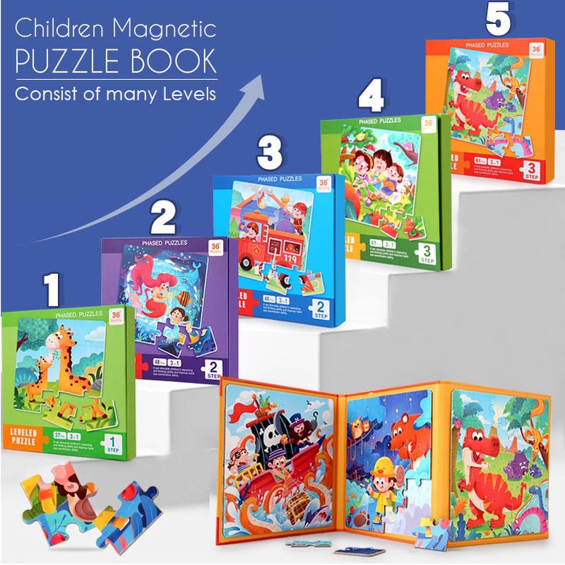 Jual MAGNETIC LEVELED PUZZLE BOOK BUKU PUZZLE MAGNET 3 IN 1 5 STEP BUKU ...