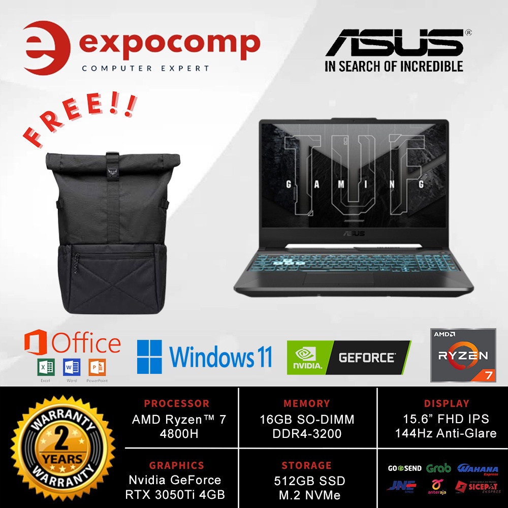 Jual ASUS TUF A15 FA506IEB R7R5B6T O11 RYZEN 7 4800H 16GB 512GB ...