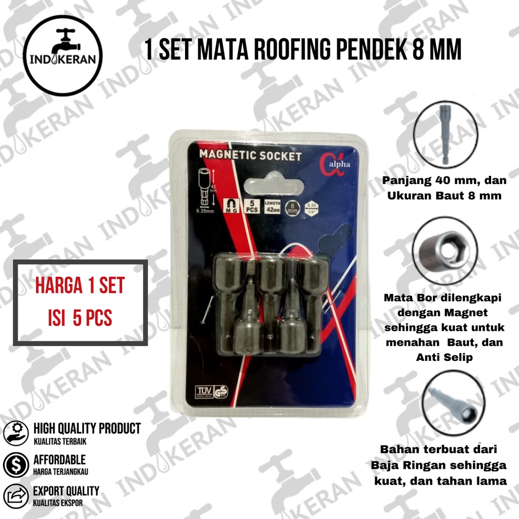 Jual INDOKERAN - 1 Set Mata Obeng Roofing Pendek 8 MM - High Quality ...