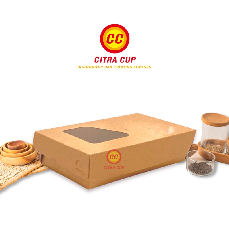 Jual PAPER LUNCH BOX BAHAN KRAFT FULL LAMINASI SIZE M JENDELA MIKA MAKAN | Shopee Indonesia
