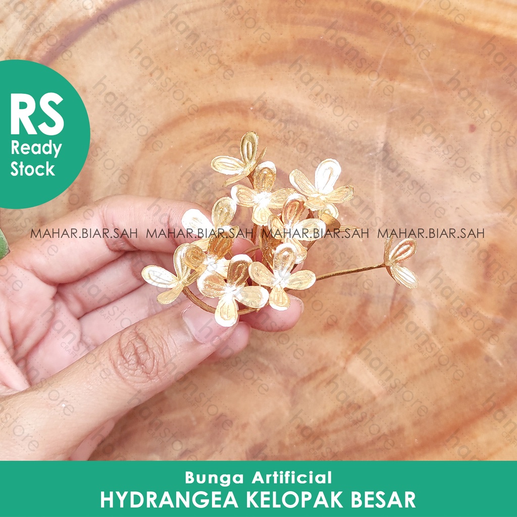Jual RS 4 pcs KELOPAK BESAR Hydrangea Artificial Gold / Hortensia Dried ...