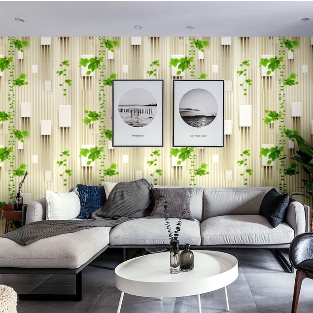 Jual WALLPAPER DINDING MOTIF SALUR AKAR DAUN RAMBAT HIJAU | Shopee Indonesia