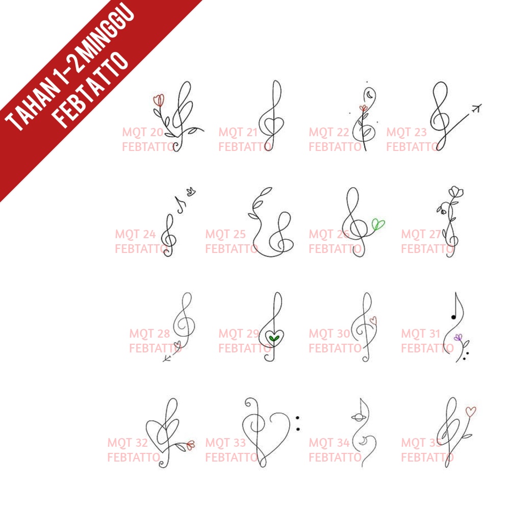 Jual Tato Basic Tahan 5-7 Hari Tato Temporer tato not musik stiker ...