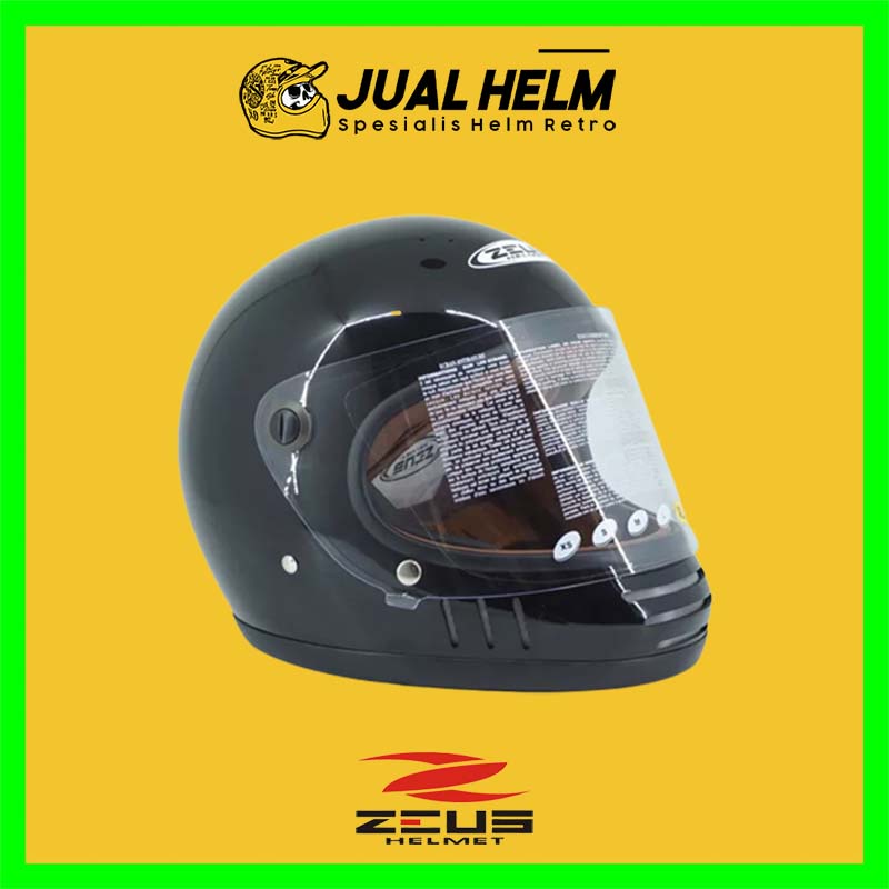 Jual ZEUS HELM ZS816E SOLID BLACK GLOSSY RETRO CLASSIC ZS-816E | Shopee ...