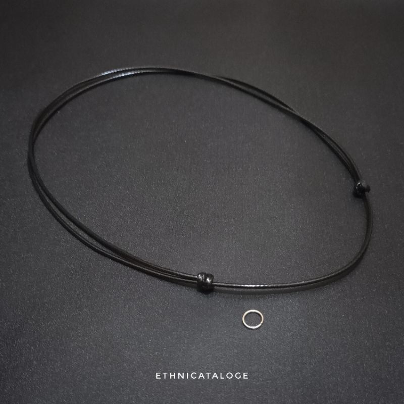 Jual kalung tali hitam polos premium tebal 2mm tanpa liontin/ bonus ...