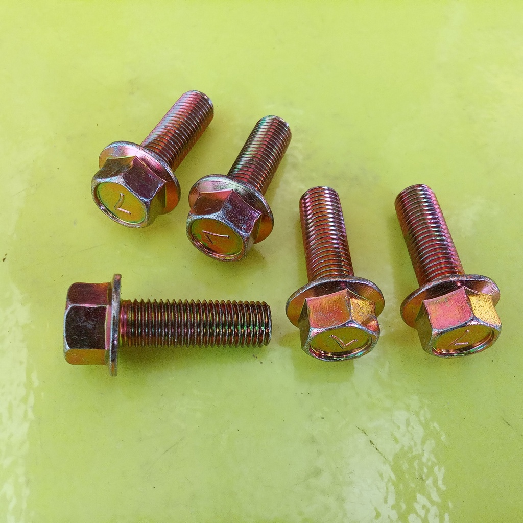 Jual FLANGE BOLT KUNING M10 X 16 / BAUT 14 KUNCI 14 / BAUT TOPI M10 X 16 KUNING / FLANGE BOLT ...
