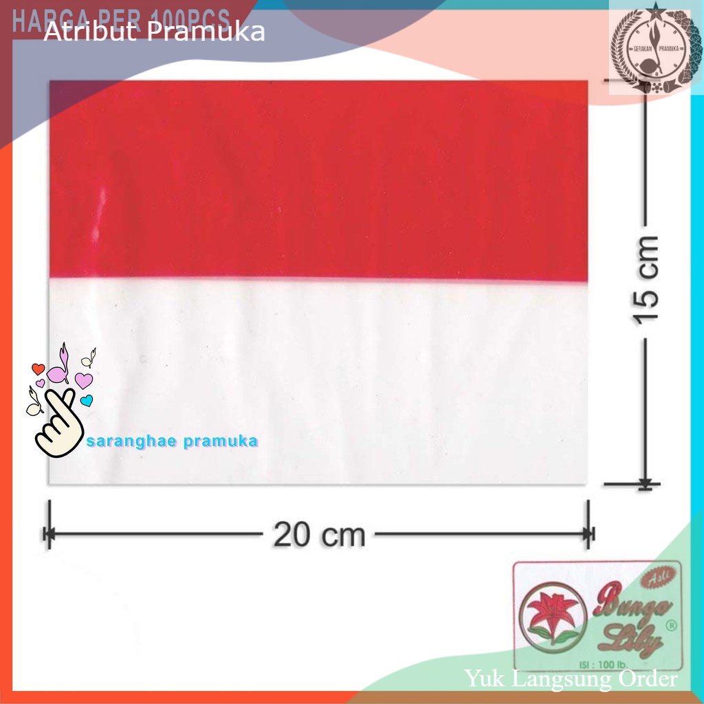 Jual Atribut Bendera Plastik Bendera Merah Putih Lili ( ISI 100PCS ...