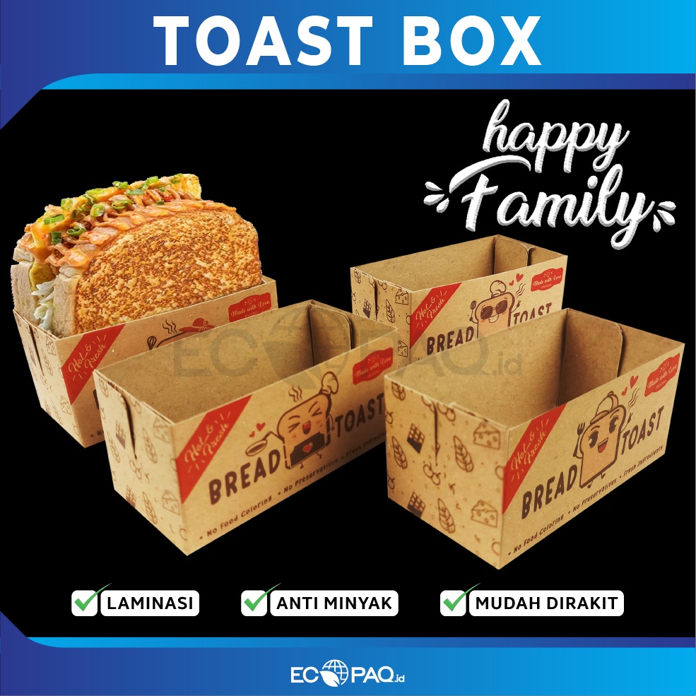 Jual Toast Box Roti Bakar - HAPPY FAMILY ed - KRAFT COKLAT 10x5x5 (50 ...