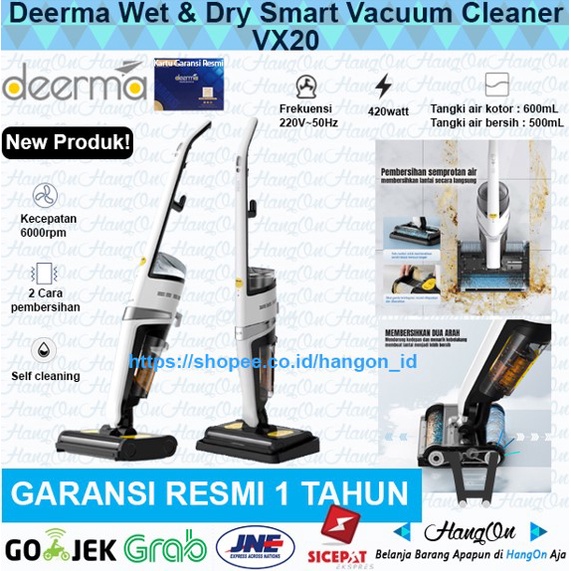 Jual Deerma VX20 Dry & Wet Multi Vacuum Cleaner Pel Lantai Basah Kering 6000Pa Self Cleaning ...