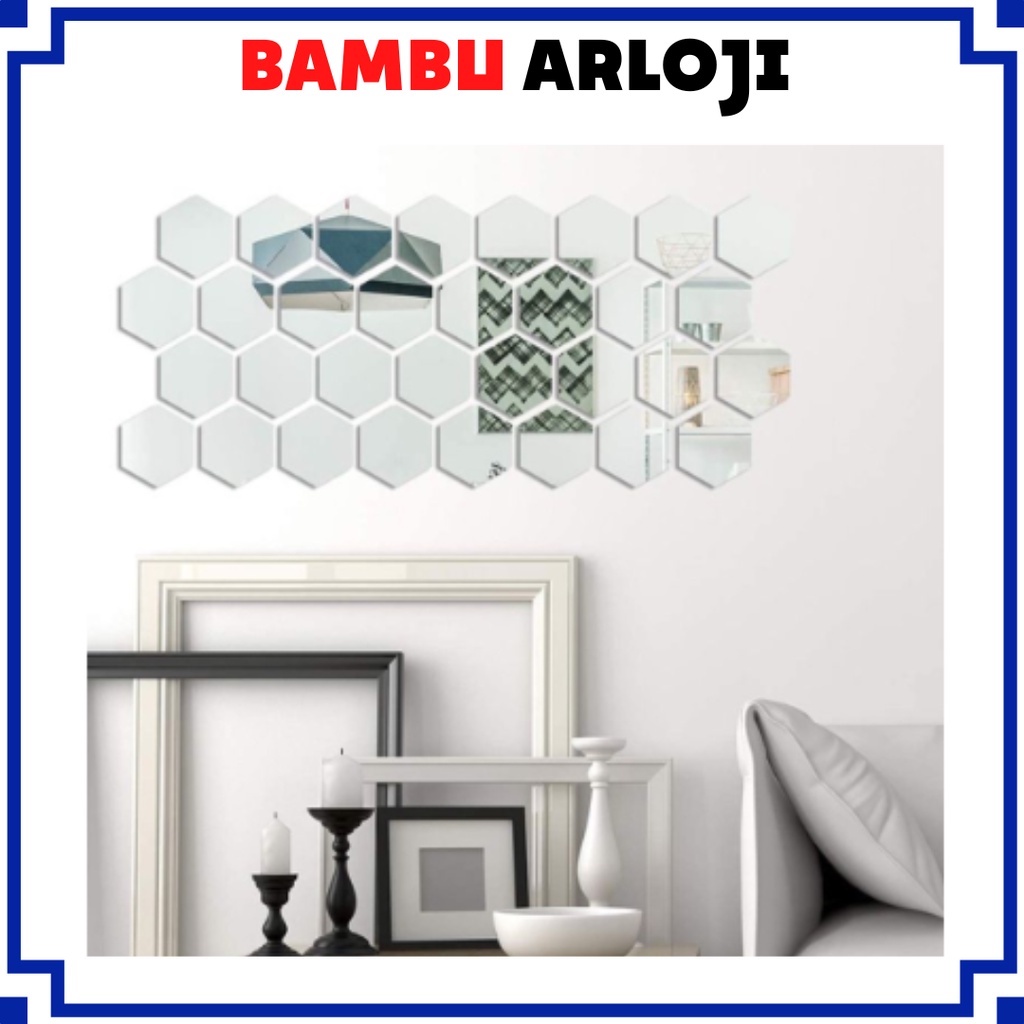 Jual BAJ Cermin Stiker Dinding Sticker Kaca Film Hexagonal Cermin ...
