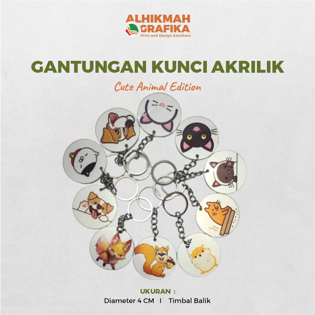 Jual Gantungan kunci Akrilik kawai, pet lovers, cute animal timbal ...