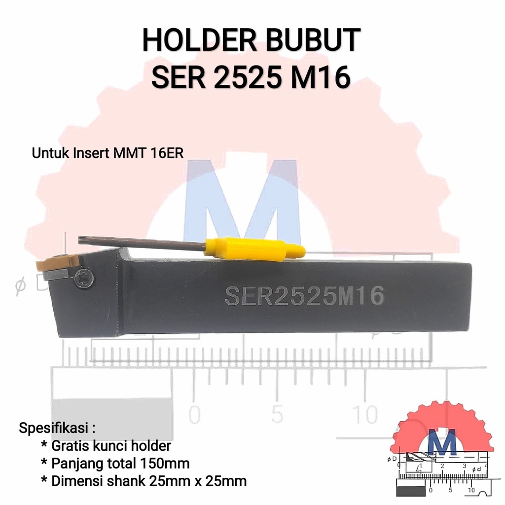 Jual Threading tool Holder SER 2525 16 stang pahat ulir drat SER2525 ...