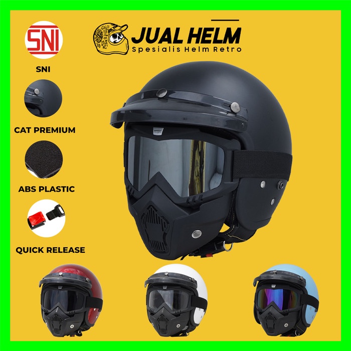 Jual Helm Bogo Retro Polos + Goggle Mask | Shopee Indonesia