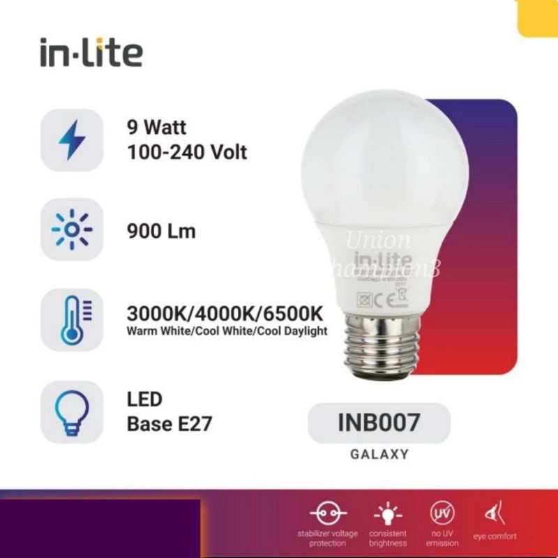 Jual Lampu Inlite LED Bulb 9W 9 watt E27 inlite INB007 | Shopee Indonesia