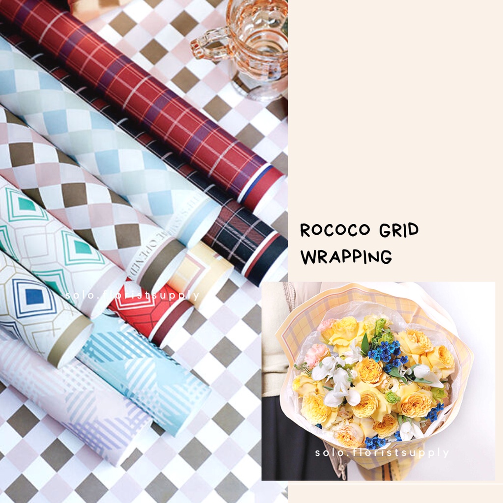 Jual ROCOCO GRID WRAPPING FLOWER SQUARE CELLOPHANE MOTIF KOTAK GRID ...