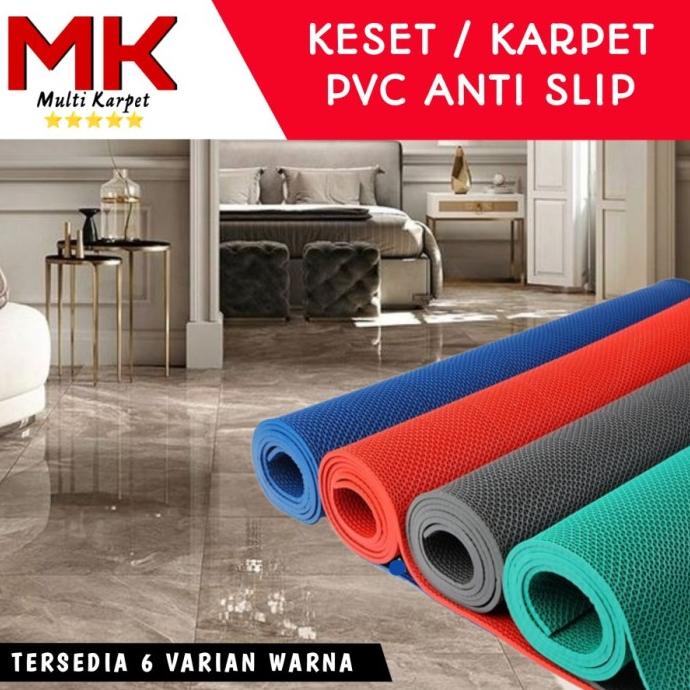 Jual KESET KARPET KARET PVC ANTI SLIP ROLL JARING 120 CM X 15 METER ...