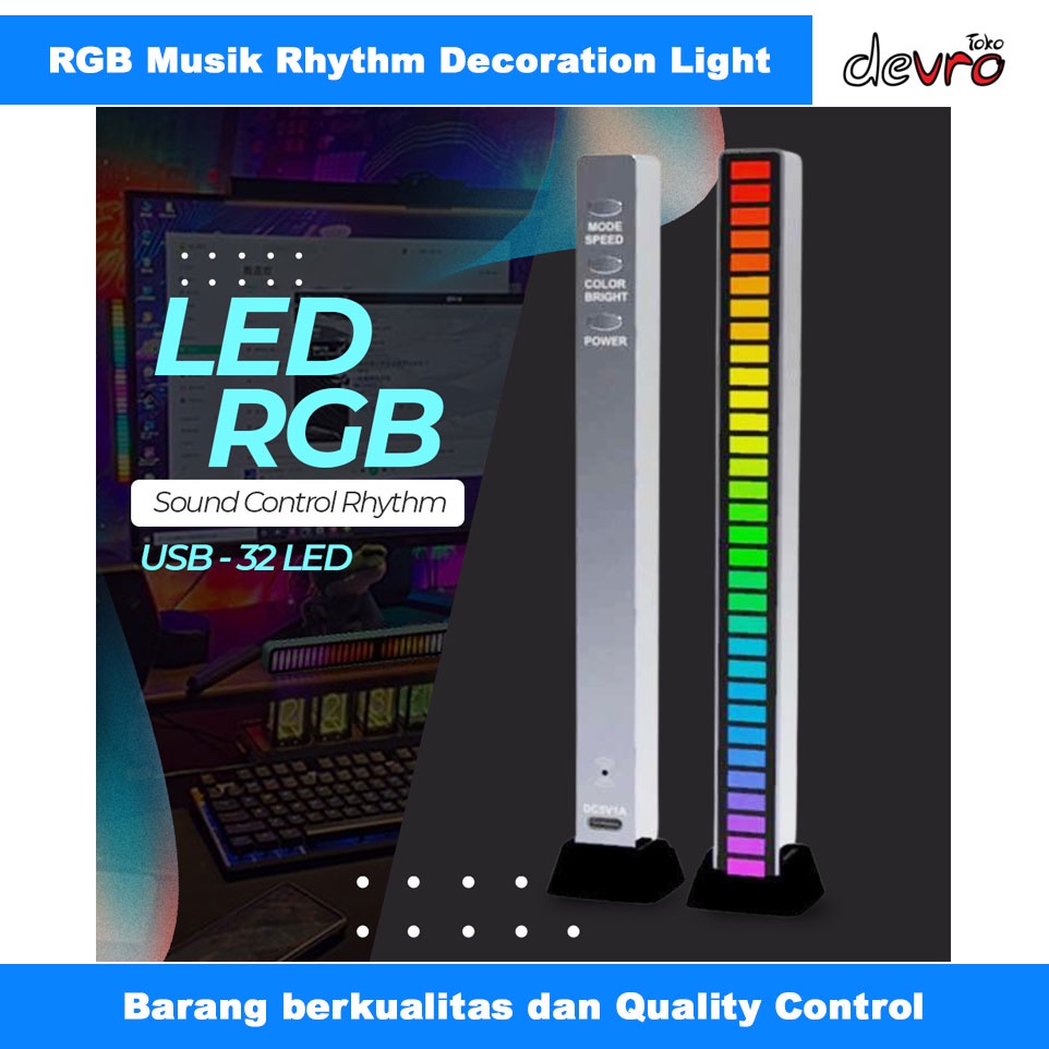 Jual Lampu LED RGB Music Sound Control Rhythm Decoration Light USB Plug ...