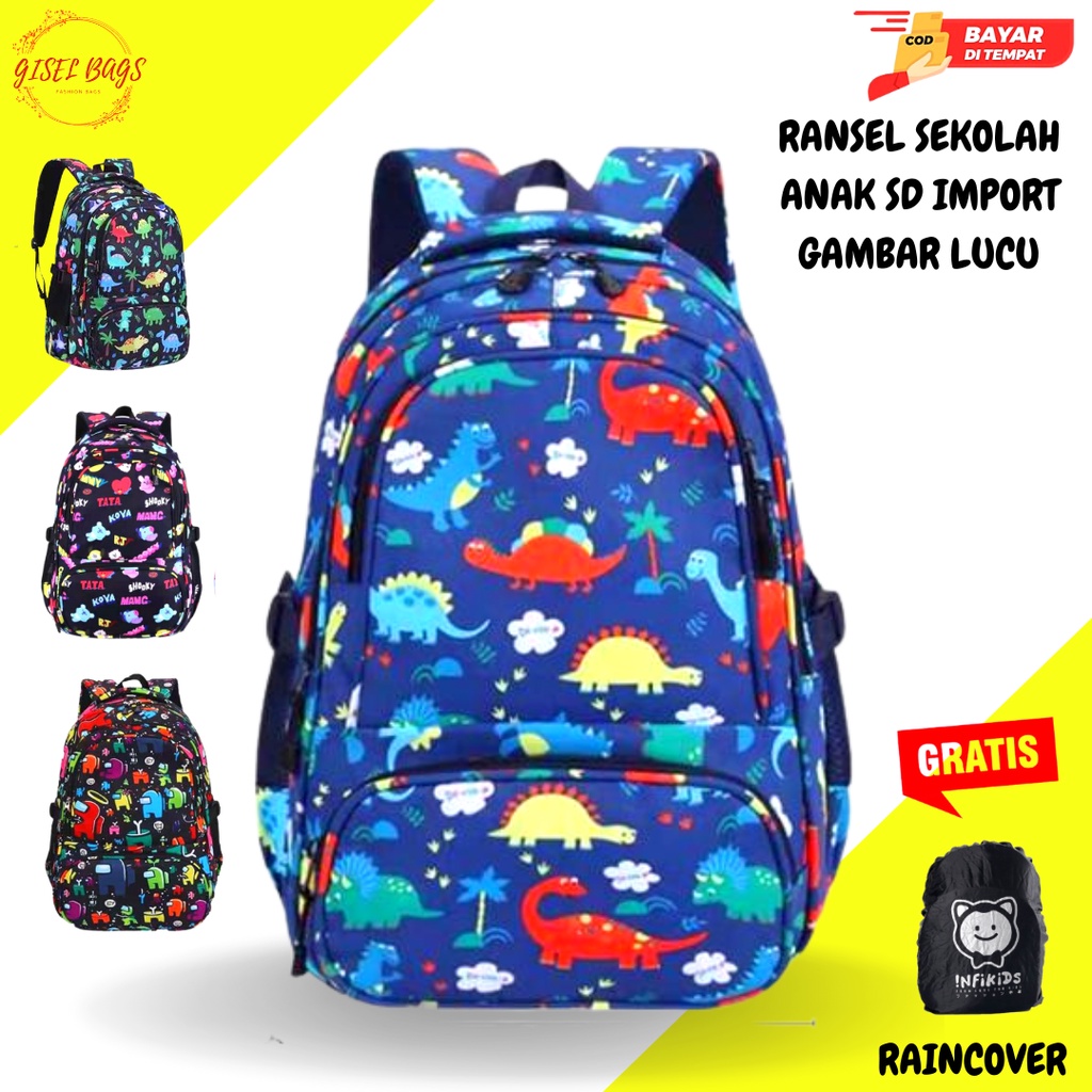 Jual Tas sekolah anak laki laki sd,smp,remaja waterproof motif kartun dino kualitas premium dan ...