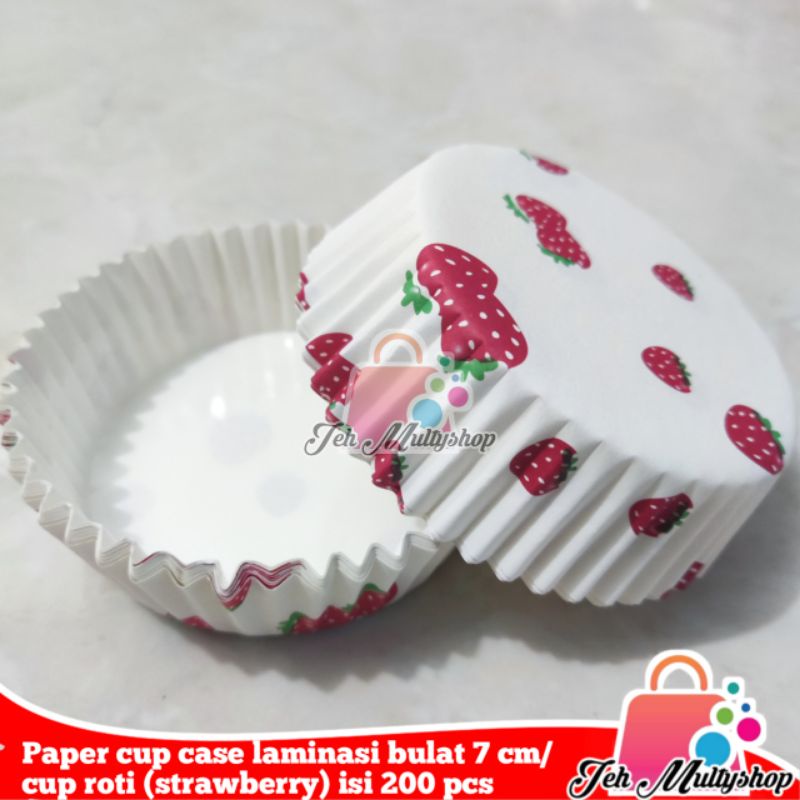 Jual Paper cup case laminasi bulat 7 cm/ cup roti (strawberry) isi 200 ...