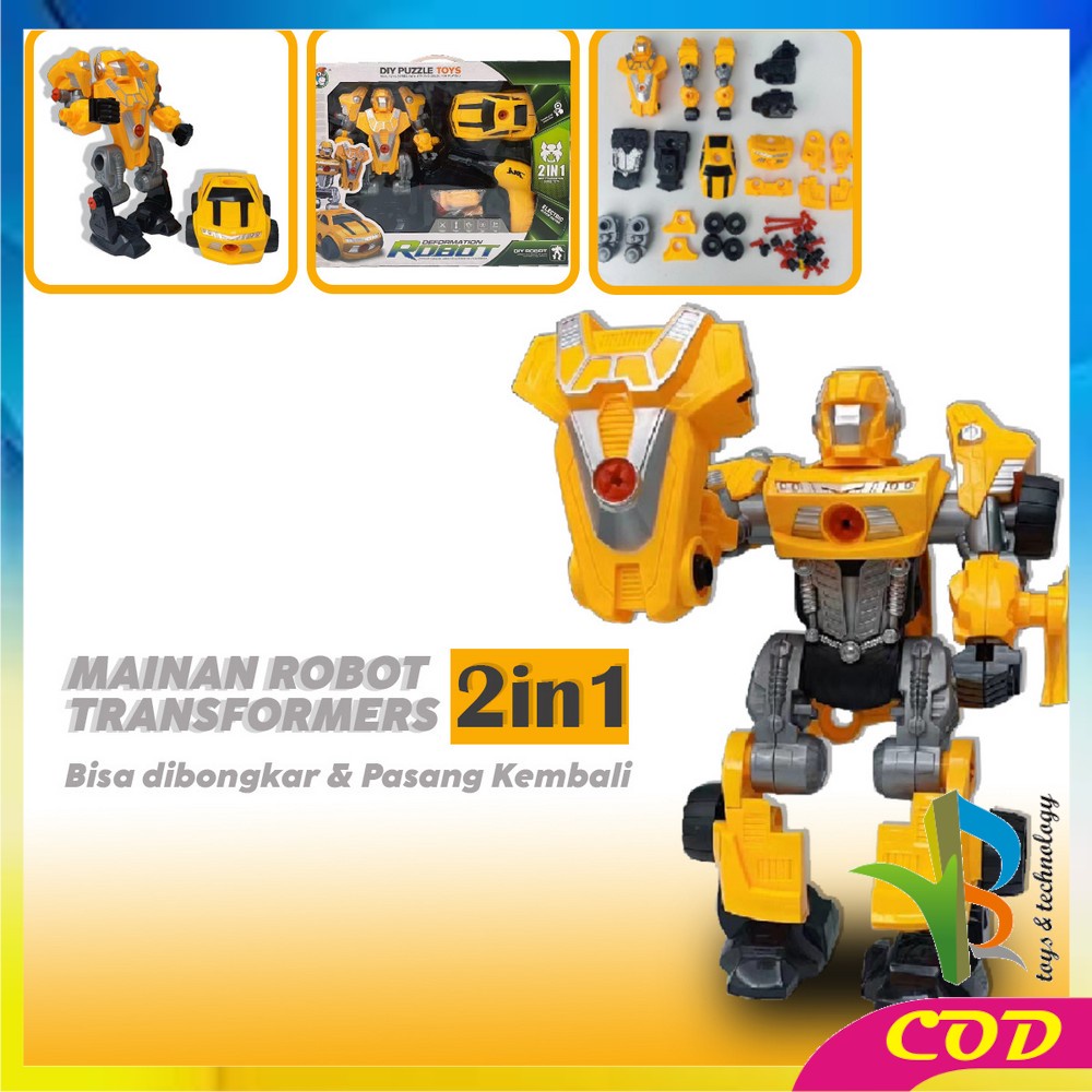 Jual RB-M214 Mainan Robot Anak Laki Laki Robot Deformation 2IN1 DIY ...