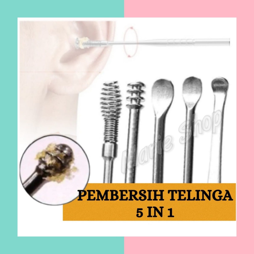 Jual Marie Shop ️ ( SET 5IN1 ) ALAT KOREK KUPING STAINLESS TELL ...