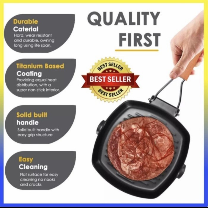 Jual SQUARE GRILL PAN 20 cm Teflon Wajan BBQ Bakaran Sate Serbaguna ...