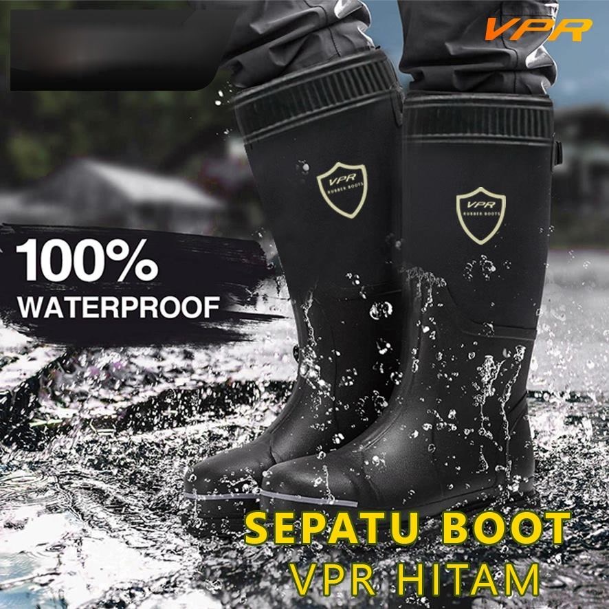 Jual Sepatu Boots Karet Boot Hitam Pria Kerja Safety Proyek Bot Panjang ...