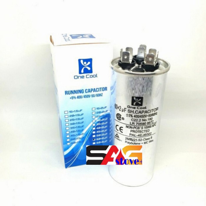 Jual Kapasitor AC 60+2 uf 3 Soket/Running Capacitor-Kapacitor 60+2uf ...