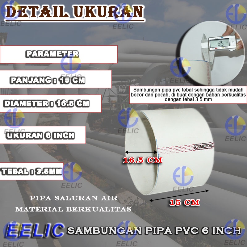 Jual EELIC SAP-PVC6I Sambungan pipa pvc ukuran 6 inch dengan panjang 15 ...