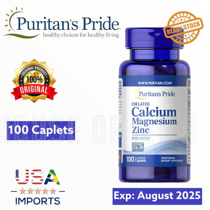 Jual PURITAN PRIDE Chelated Calcium Magnesium Zinc - 100 Caplets ...