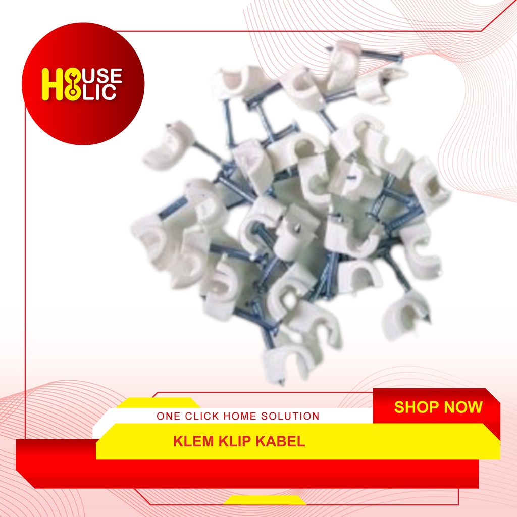 Jual Klem Klip Kabel / Round Cable Clip + Paku Beton Penjepit Kabel ...